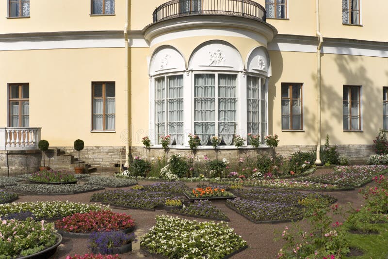 Classical Building with a Flower Garden Stock Image - Image of flower ...
