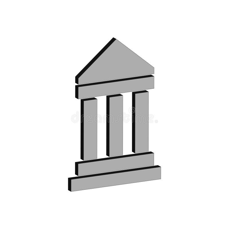 Classical Building Icon. Greek Temple Silhouette. Gray and Black Vector ...