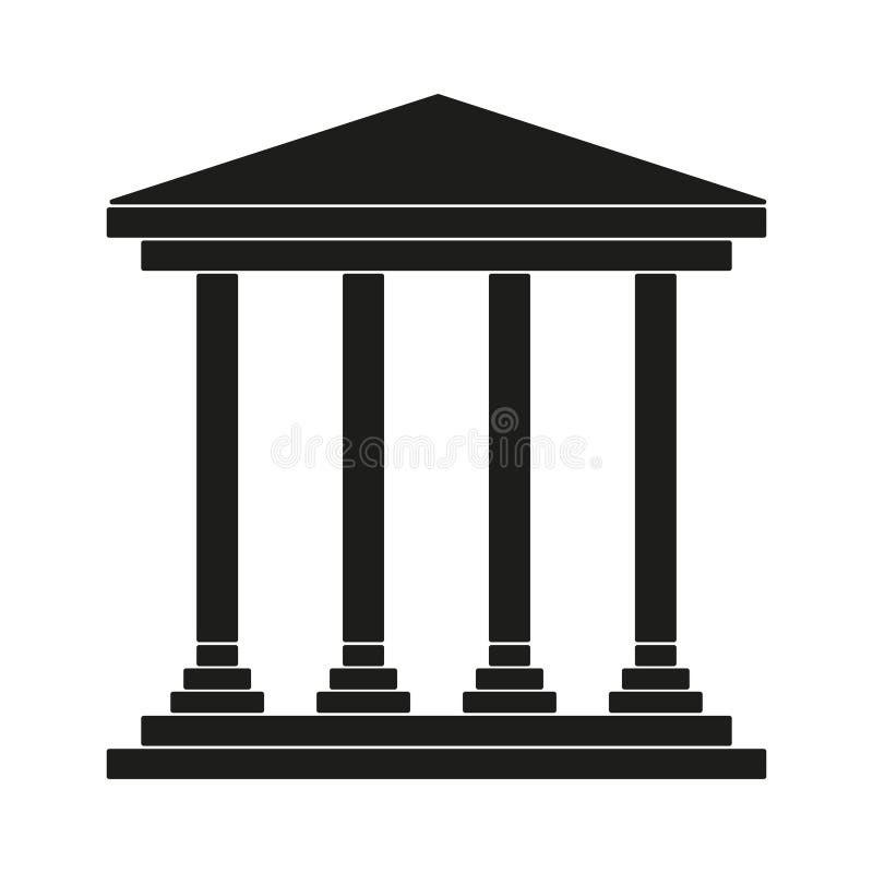Classical Building Icon. Solid Black Greek or Roman Temple with Columns ...