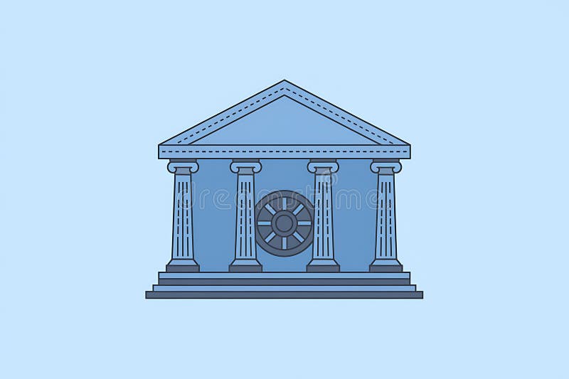 Classical Building Pillars Temple Architecture Design Blue Icon Stock ...