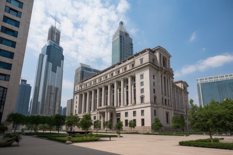 Classical Building, Surrounded by the Hustle and Bustle of Modern City ...