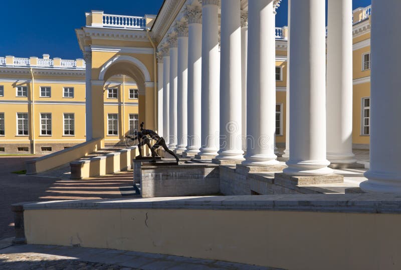 Classical Building with White Columns Stock Image - Image of light ...