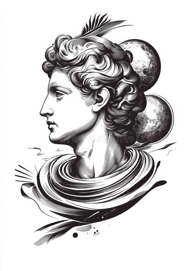 Classical Bust Sketch stock illustration. Illustration of statue ...