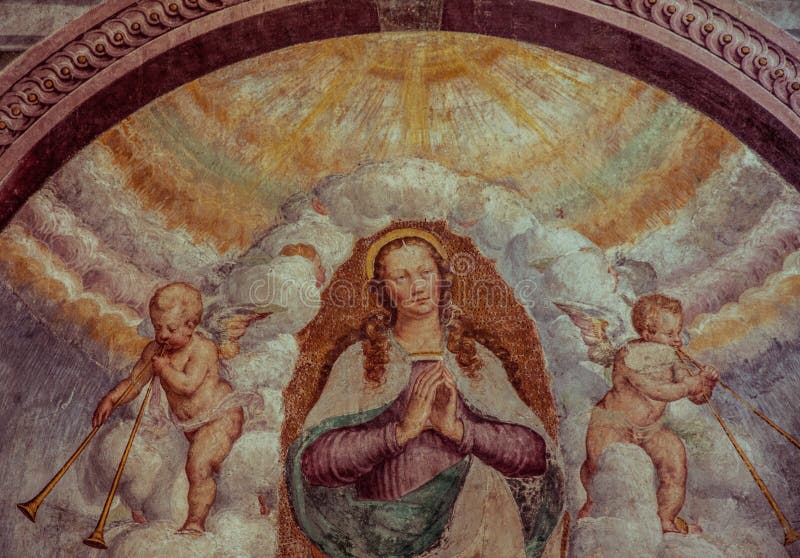 Classical Christian Fresco in a Church Stock Image - Image of culture ...