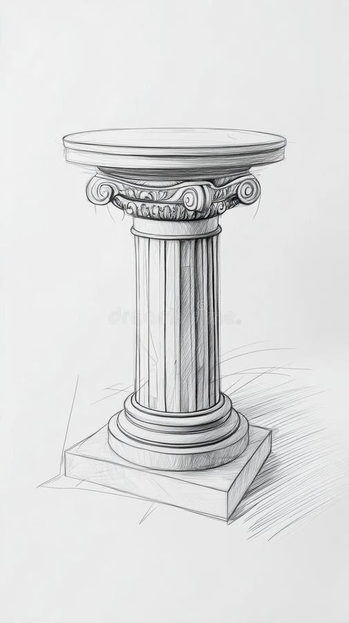 Classical Column Architectural Sketch, a Detailed Line Drawing of a ...