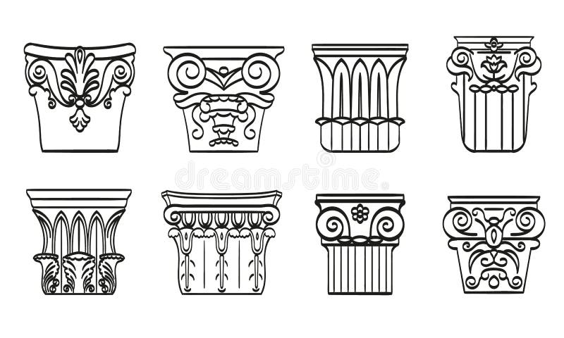 Classical Column Architecture Element. Columns Set or Collection Stock ...
