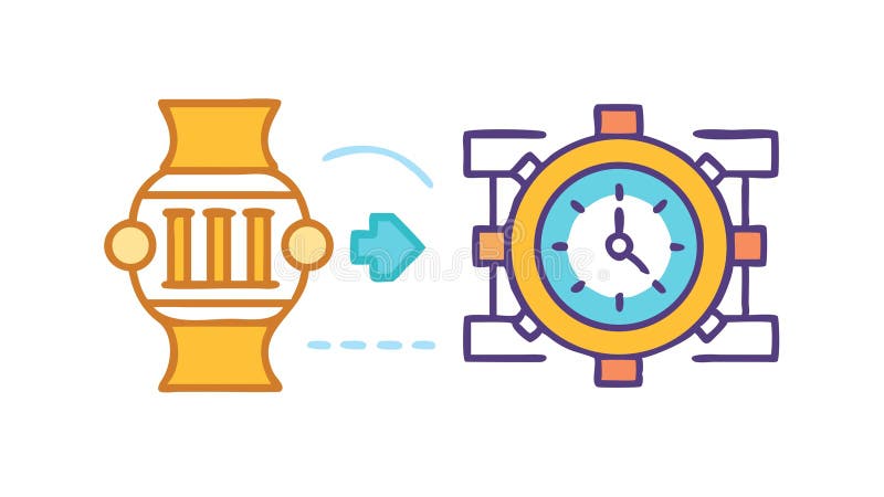 Classical Column, Gear, and Clock, Symbolizing Evolution of Time and ...