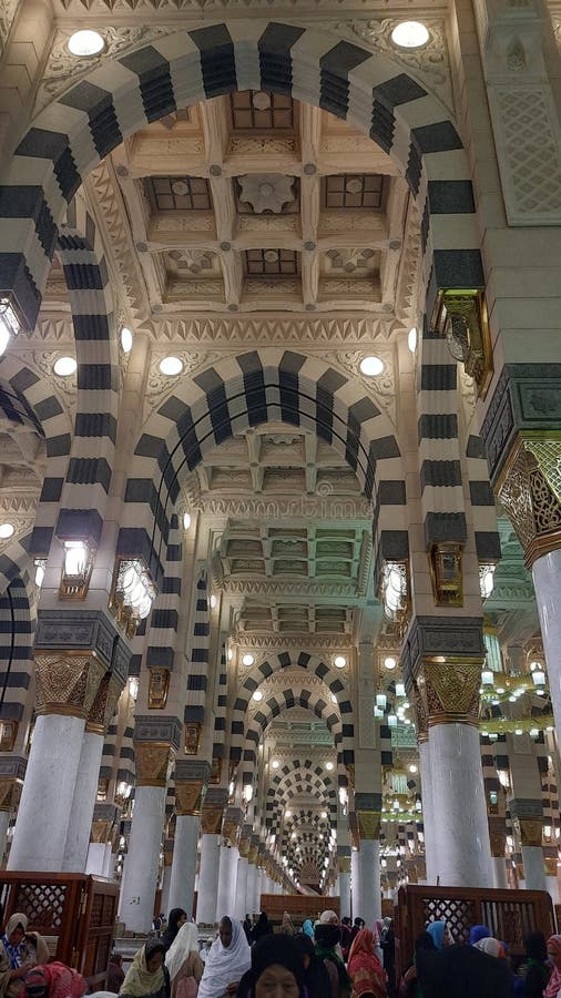Architectural Splendor Inside the Prophets Mosque Stock Image - Image ...