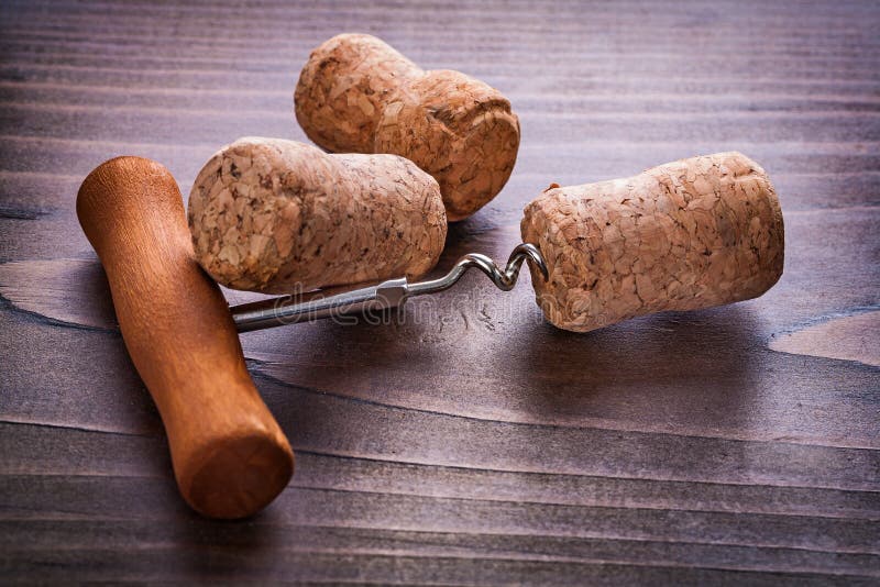 Classical Corkscrew and Corks of Champagne on Stock Image - Image of ...