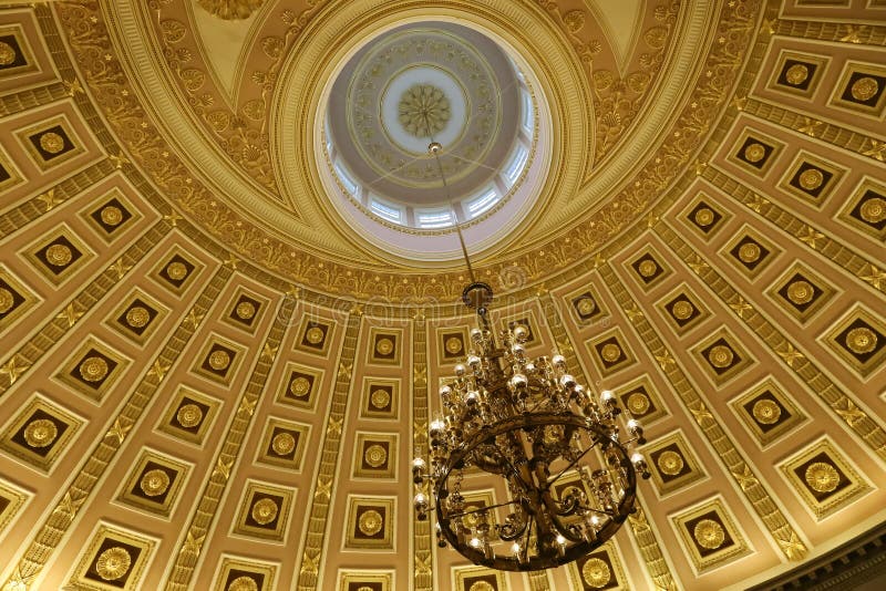 Classical Dome Ceiling with Chandelier Stock Photo - Image of mosaic ...
