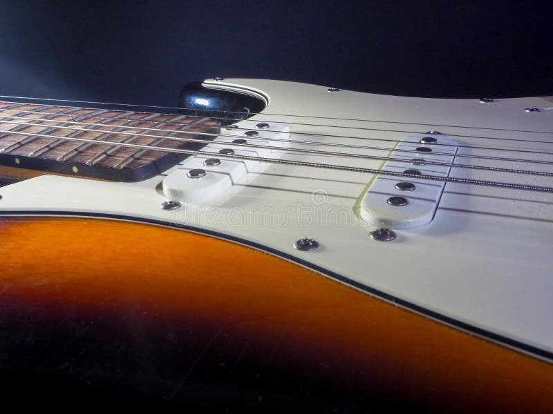 Classical Electric Guitar of Dark Brown Color with White Inserts Chrome ...