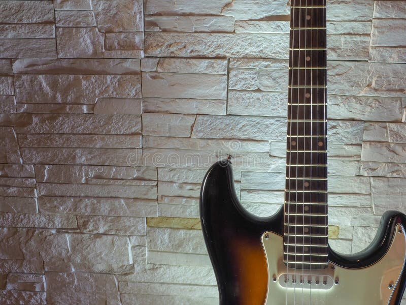 Classical Electric Guitar of Dark Brown Color with White Inserts Chrome ...