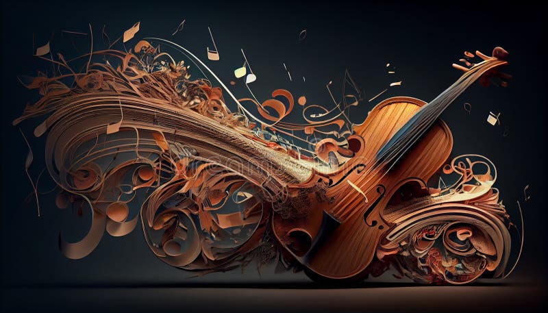 Classical Elegance Violin on Abstract Ornate Backdrop Generated by AI ...