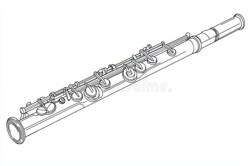 The Classical Flute is Drawn Continuously in One Line. a Modern Single ...