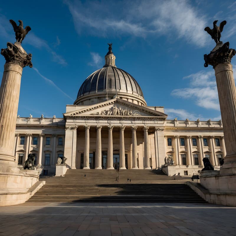 Classical Government Building with a Dome, Doric Columns, and Elegant ...