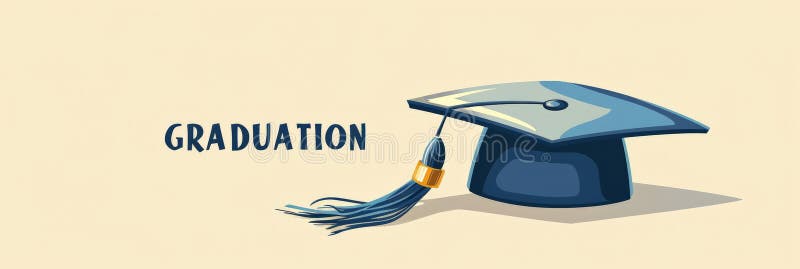Classical Graduation Cap Illustration with a Bold GRADUATION Text ...