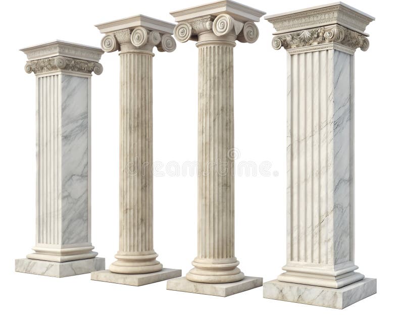 Classical Greek Columns Isolated on White Stock Illustration ...