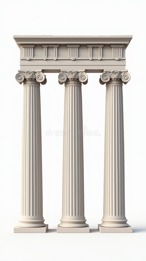 Classical Greek Columns Isolated on a White Background Stock ...