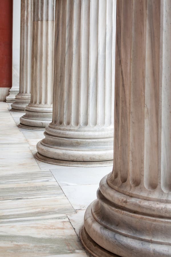 Greek Ancient Columns in a Row Stock Photo - Image of european ...
