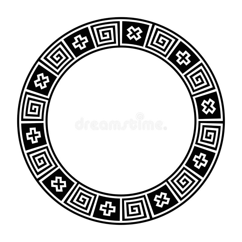 Classical Greek Meander, Circle Frame, Made of Seamless Meander Pattern ...