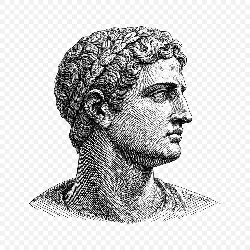 Classical Greek Sculpture Head Illustration Stock Vector - Illustration ...