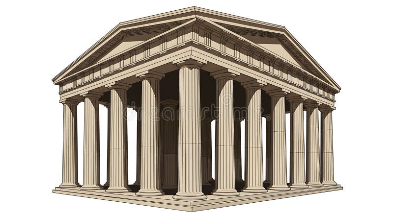 Classical Greek Temple Illustration Featuring a Rectangular Structure ...