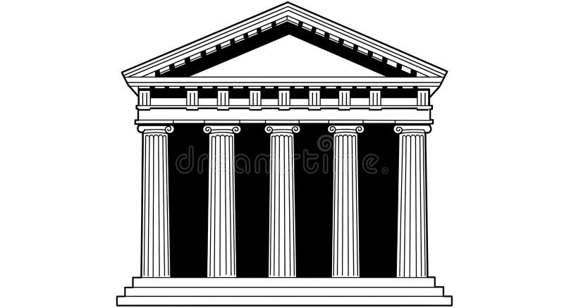 Classical Greek Temple Illustration Featuring Six Doric Columns ...