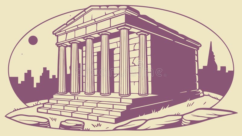Classical Greek Temple Structure with Detailed Columns, Showcasing ...