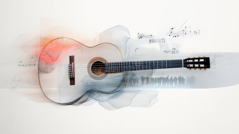 A Classical Guitar is Depicted in a Stylized Manner, Blending with ...