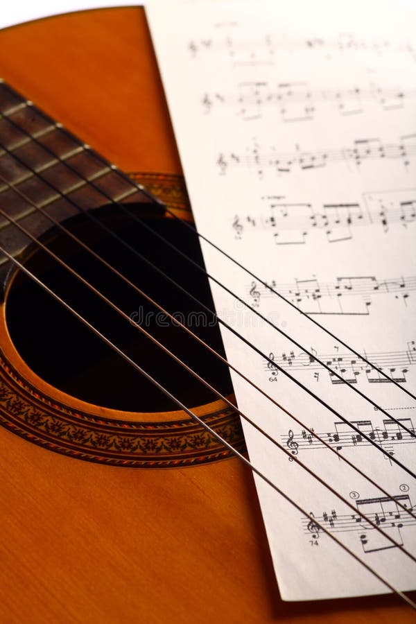 Classical guitar and notes stock image. Image of melody - 42490765