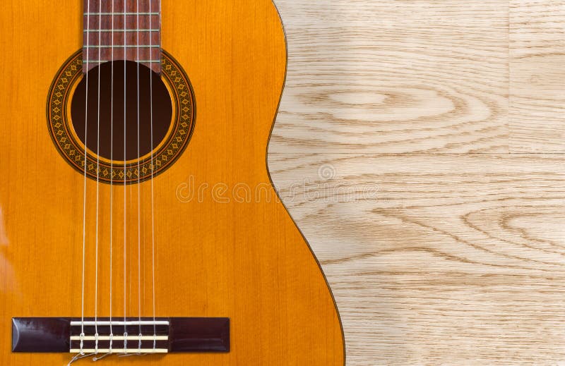 Classical Guitar Over A Wooden Texture Stock Image - Image of musical ...