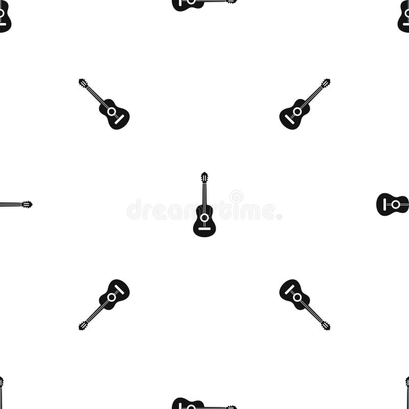 Classical Guitar Pattern Seamless Black Stock Vector - Illustration of ...