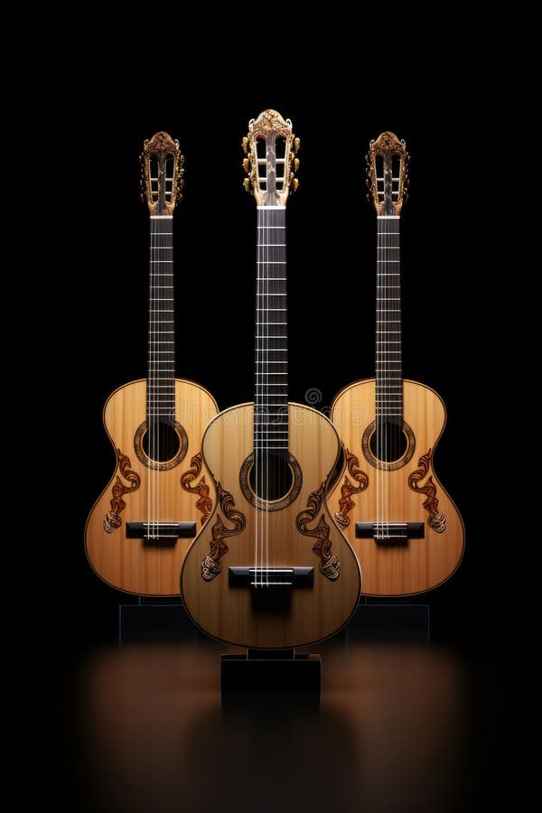 Classical Guitars on a Black Background. Stock Photo - Image of rock ...
