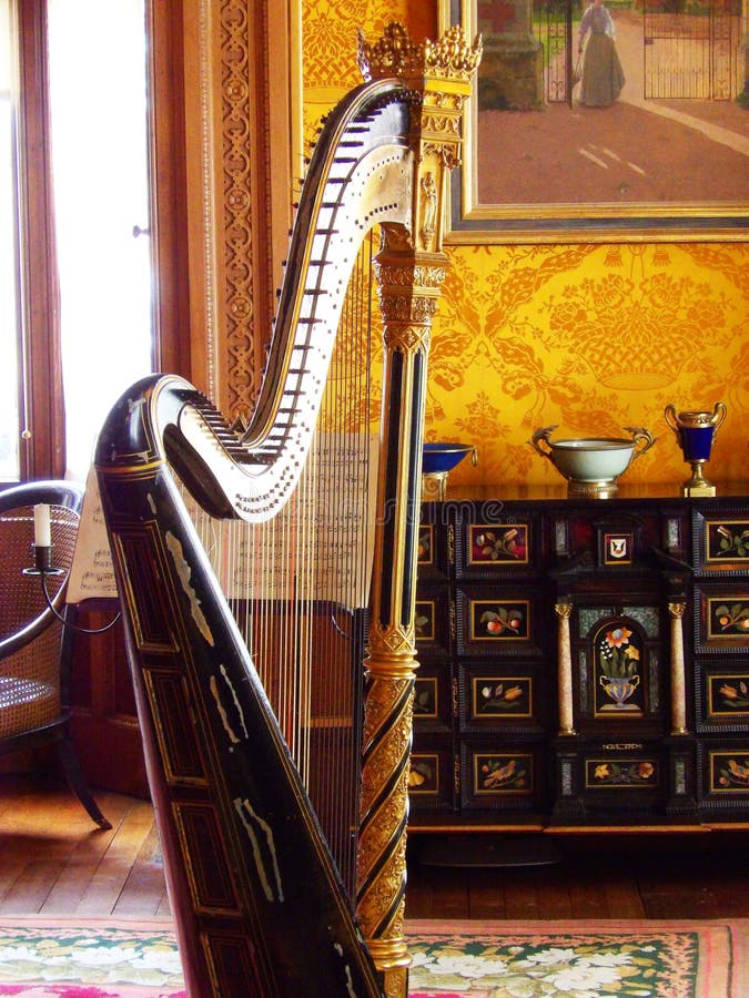 Harps Golden Light Background. Stock Image - Image of golden, song ...