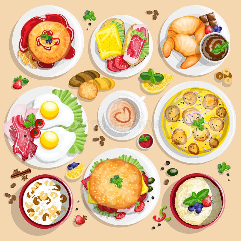 Classical Hotel Breakfast Menu Stock Vector - Illustration of cartoon ...