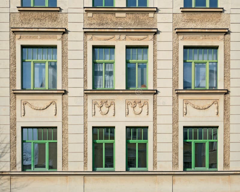 Classical House Facade Windows Pattern, Germany Stock Image - Image of ...
