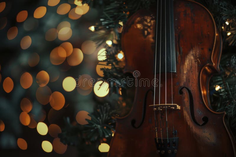 Classical Instruments Sparkling with Light As Music Notes Float in a ...