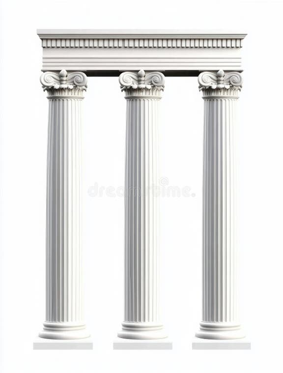 Classical Ionic Columns and Architectural Structure Isolated on White ...