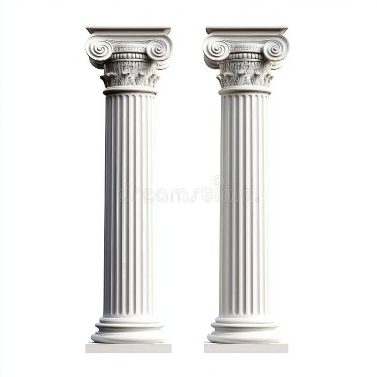 Classical Ionic Columns and Architectural Structure Isolated on White ...