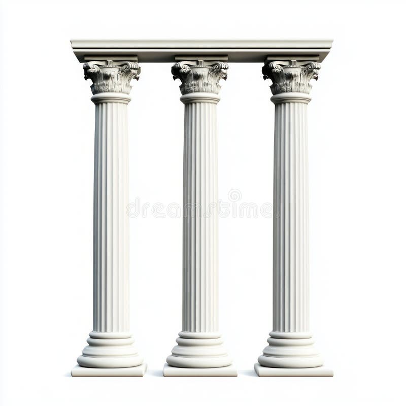 Classical Ionic Columns and Architectural Structure Isolated on White ...