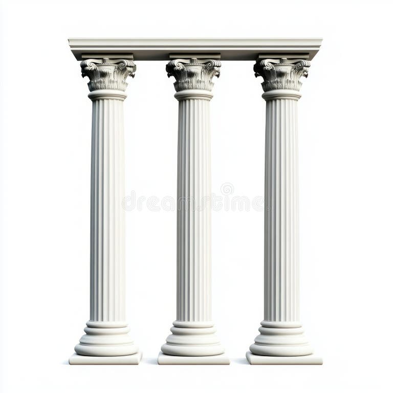 Classical Ionic Columns and Architectural Structure Isolated on White ...