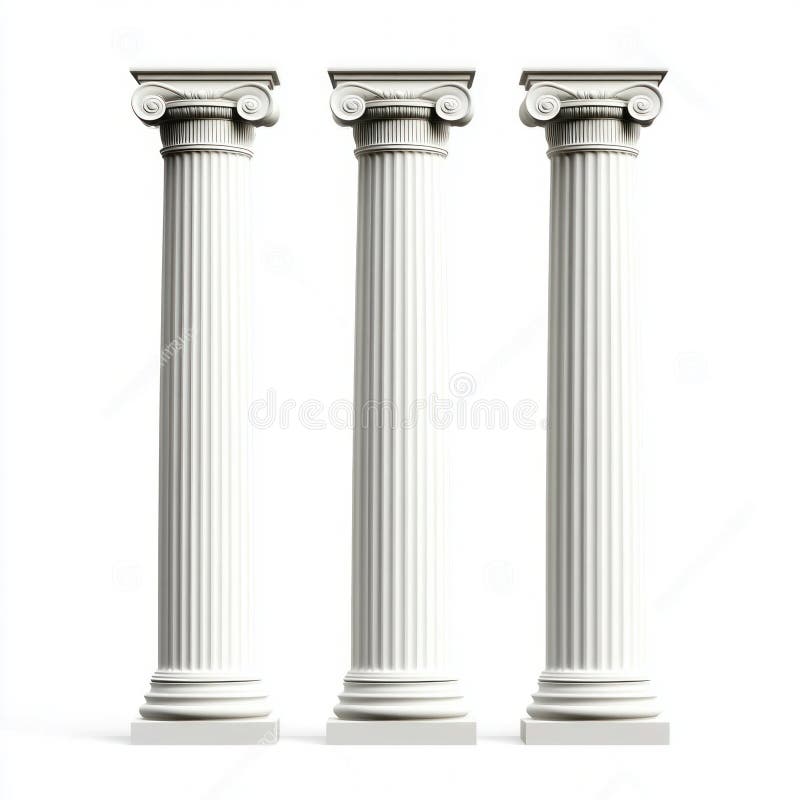 Classical Ionic Columns and Architectural Structure Isolated on White ...