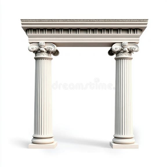 Classical Ionic Columns and Architectural Structure Isolated on White ...