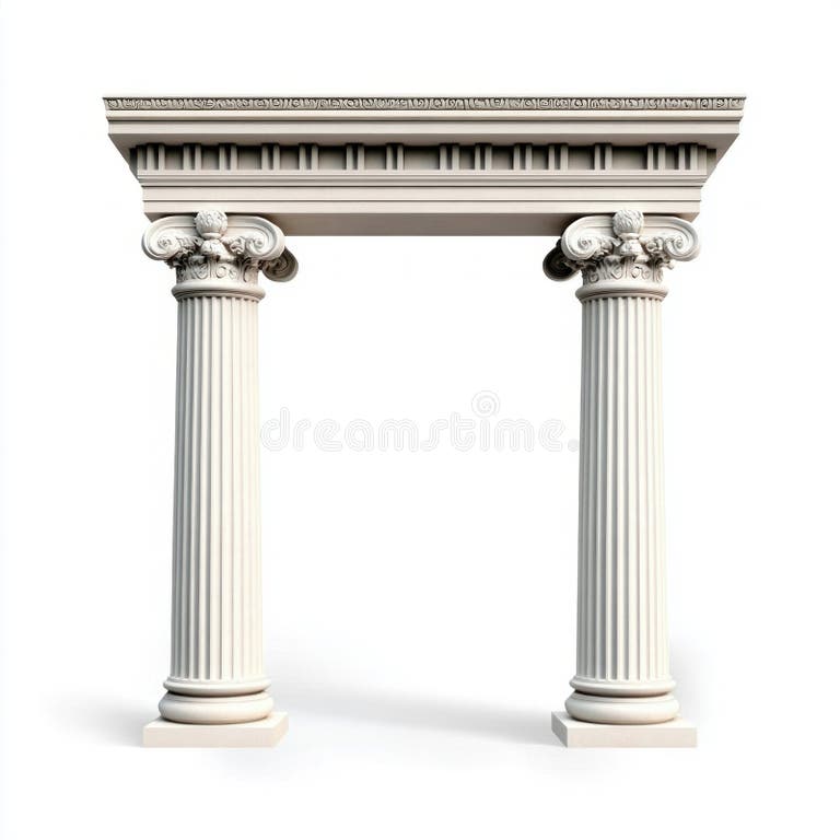 Classical Ionic Columns and Architectural Structure Isolated on White ...