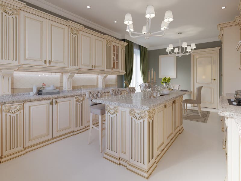 Classical Kitchen with Luxury Elements Stock Illustration ...