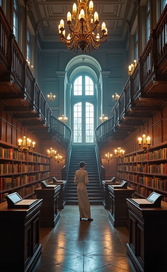Classical library interior stock illustration. Illustration of ancient - 376304401