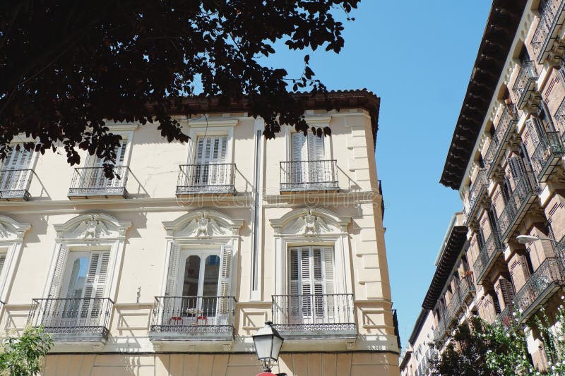 Classical Luxury Buildings in Madrid, Spain. Spanish Architecture Stock ...