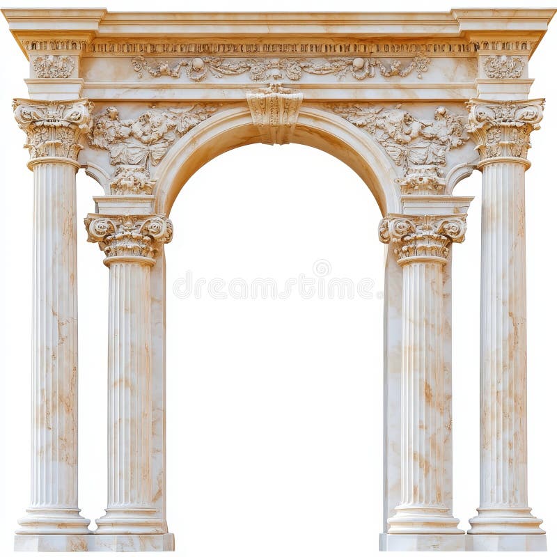 A Classical Marble Archway with Decorative Columns and Intricate ...