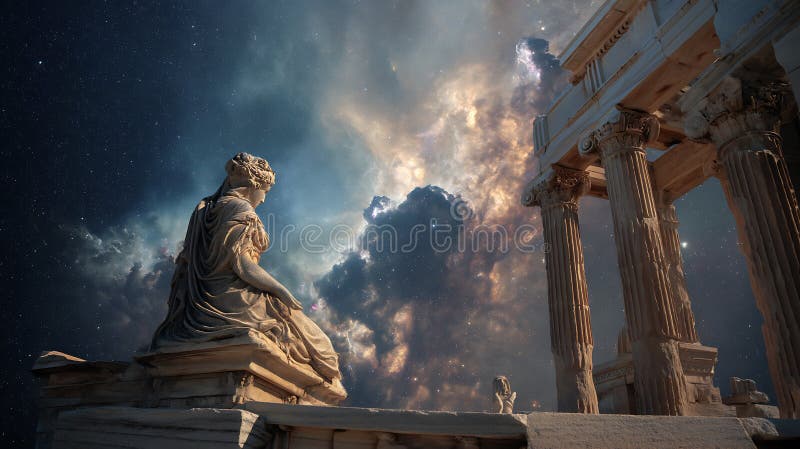 A Classical Marble Statue, Depicted in a Seated Posture, Appears ...