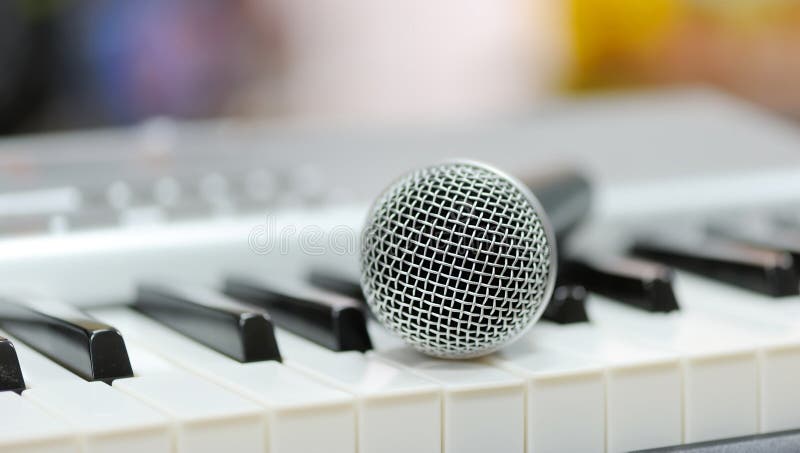 Classical Microphone on Keyboard Stock Image - Image of edge, grunge ...
